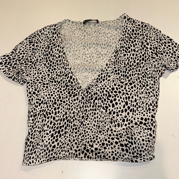 Brandy Melville | Tops | Brandy Melville Cow Print Crossover Top | Poshmark